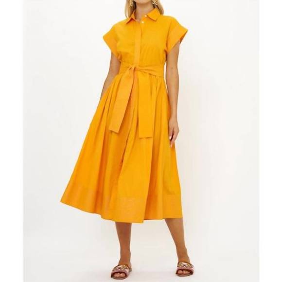 Oliphant | Dresses | New Oliphant Belted Shirt Dress In Tuki Marigold ...